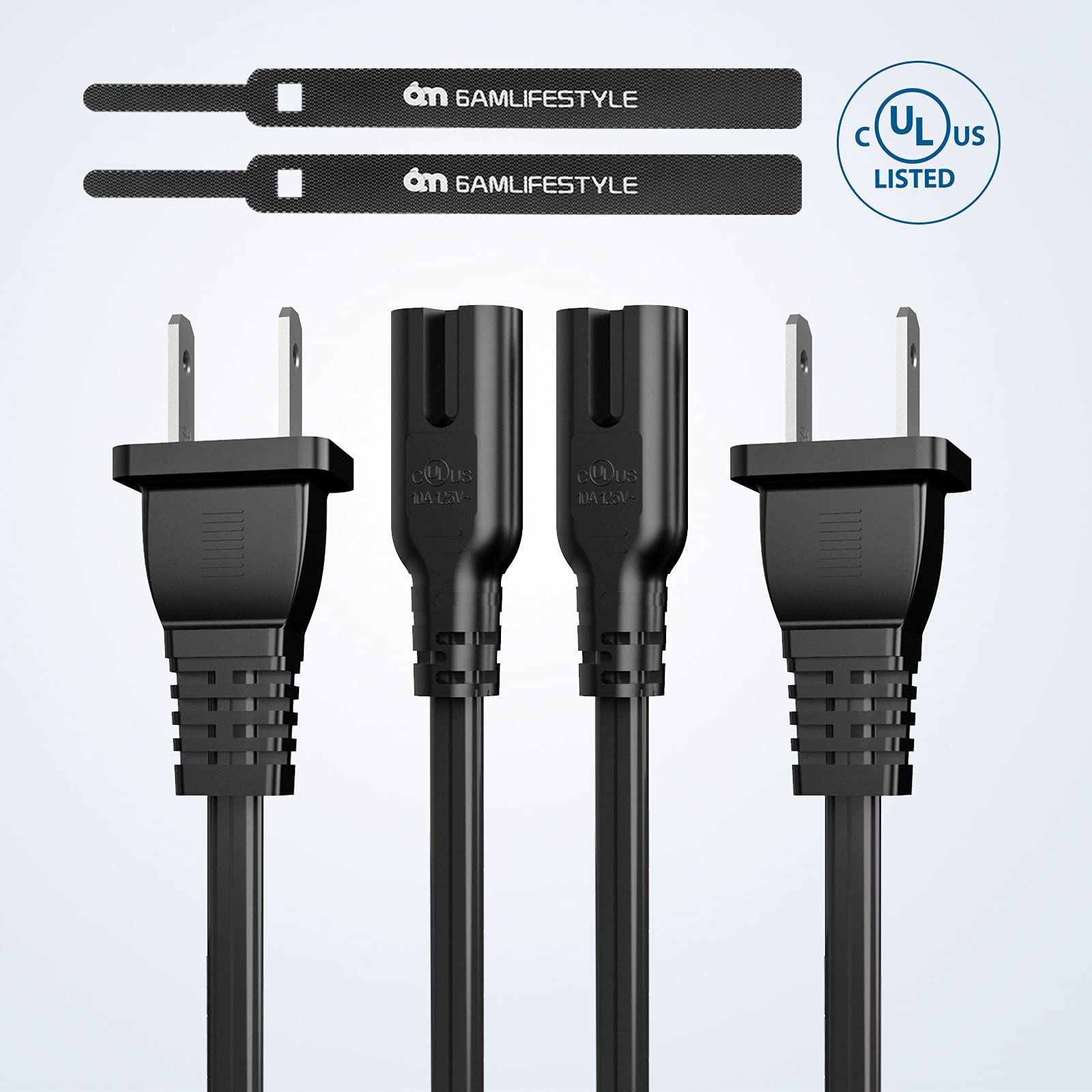 2 Pack AC Power Cable Cord 6FT Compatible with Xbox One X/S Xbox Series X/S, TV and More, Non-Polarized Power Supply Cord Replacement