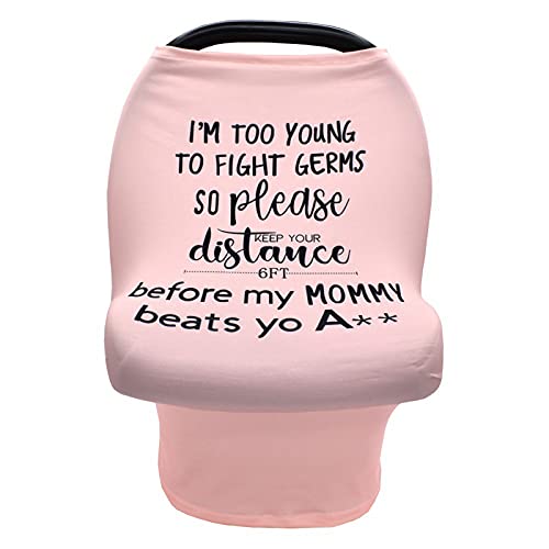 Petyoung Baby Nursing Cover Breastfeeding Scarf, Baby Car Seat Covers, Infant Stroller Cover, Carseat Canopy Keep Distance Sign for Girls and Boys