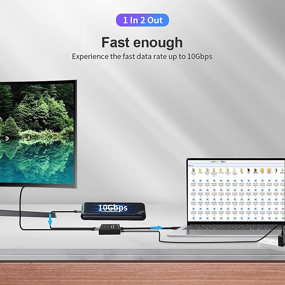 CABLEDECONN USB-C Type-C 8K Updated Switch USB 3.1 C Gen 2 Cable for Video Bi-Direction 8K@30Hz 4K@120Hz Power Delivery 100w 10Gbps Data Transfer Splitter Converter ¡