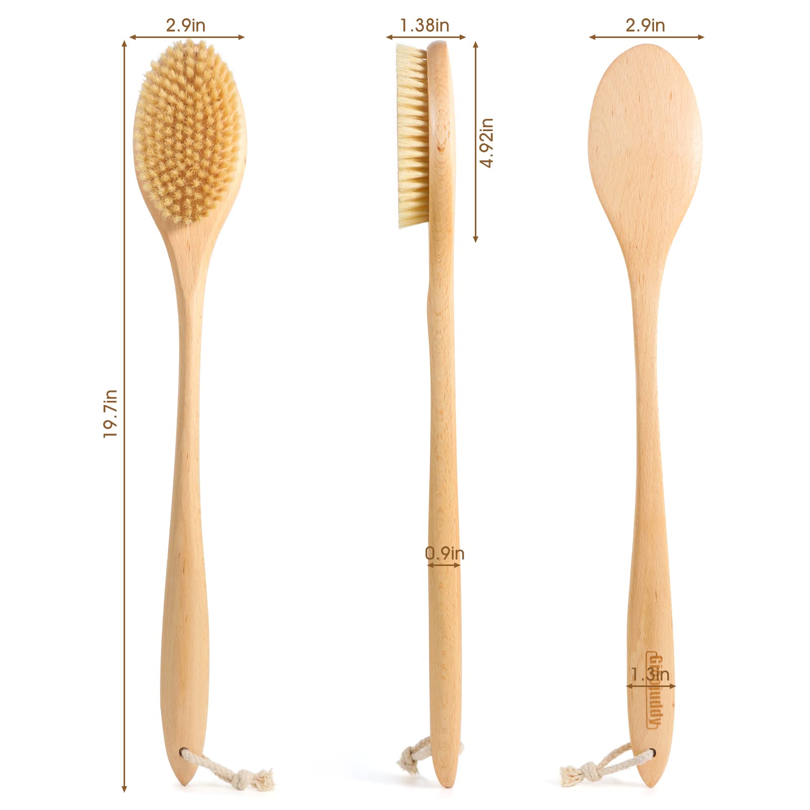 Bath Brush 19.7inch Long Handle Bristle Body Scrubber, Exfoliating Shower Brush Improve Skin's Health Beauty, Back Brush for Men& Women &Elderly