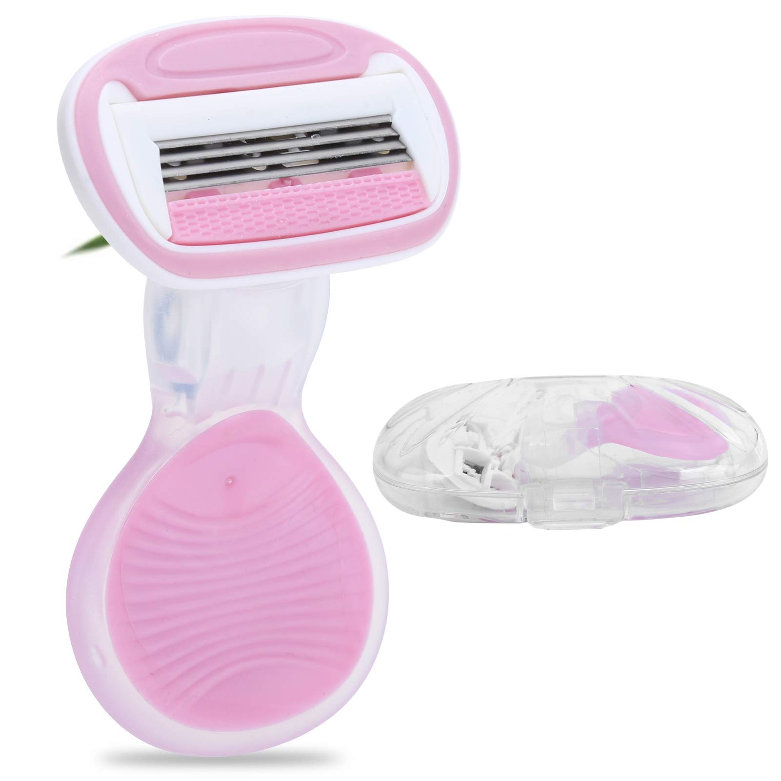 Women's 4 Blades, Smooth Women's Flexball Compact Women's with Travel Case, Armpit Hair Knife Waterproof Non-Slip Trimmer Shaving Set with 4 Blade Refills for Travel Carry