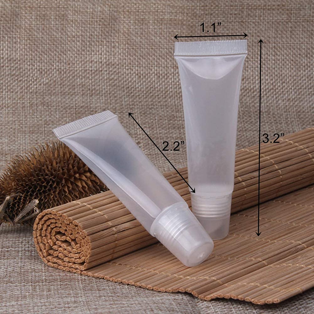 BlingKingdom 6pcs Lip Gloss Tubes 8ml Clear Soft Empty Lip Balm Containers Refillable Mini Cosmetic Tubes for Comestic Makeup and Travel Toiletries