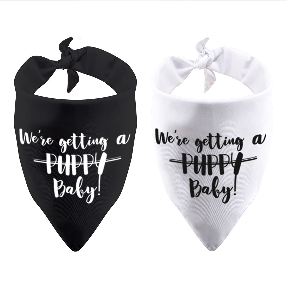 2 Pack Weāre Getting a Puppy Baby Dog Bandana Pregnancy Announcement Baby Announcement Gift (Getting a Puppy Baby 2 pack)