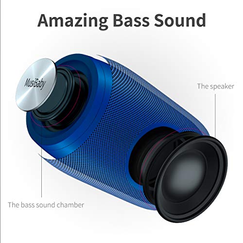 Bluetooth Speaker,MusiBaby Speakers,Outdoor, Portable,Waterproof,Wireless Speakers,Dual Pairing, Bluetooth 5.0,Loud Stereo,Booming Bass,1500 Mins Playtime for Home,Party(M68) (Blue)