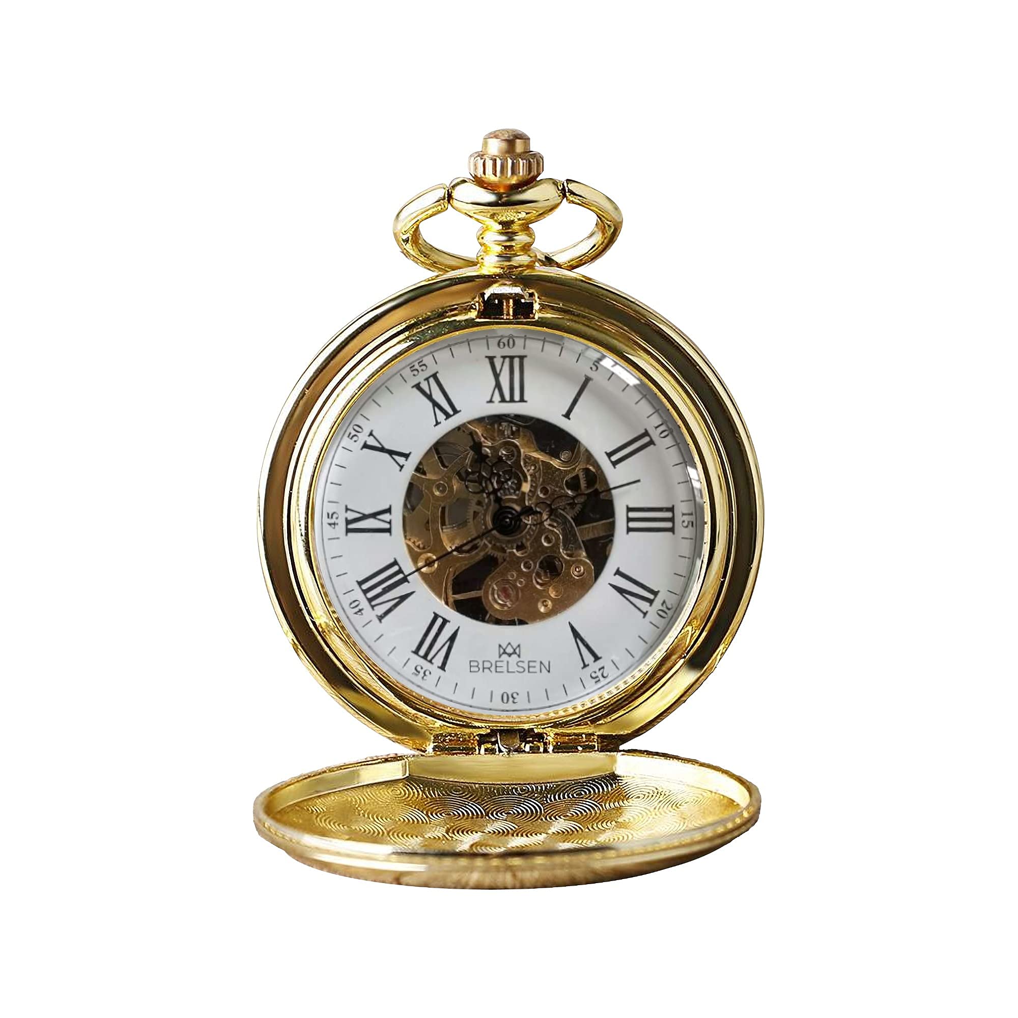 Brelsen Royal Gold Double Hunter Mechanical Pocket Watch