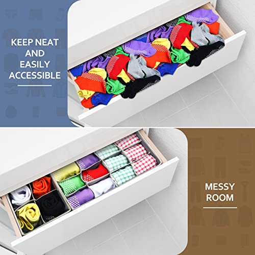 16 Pieces Closet Underwear Organizer Drawer Divider Foldable Bra Organizers Cabinet Clothes Socks Drawer Organizer Storage Box Baskets for Underwear, Bras, Socks, Ties and Towels