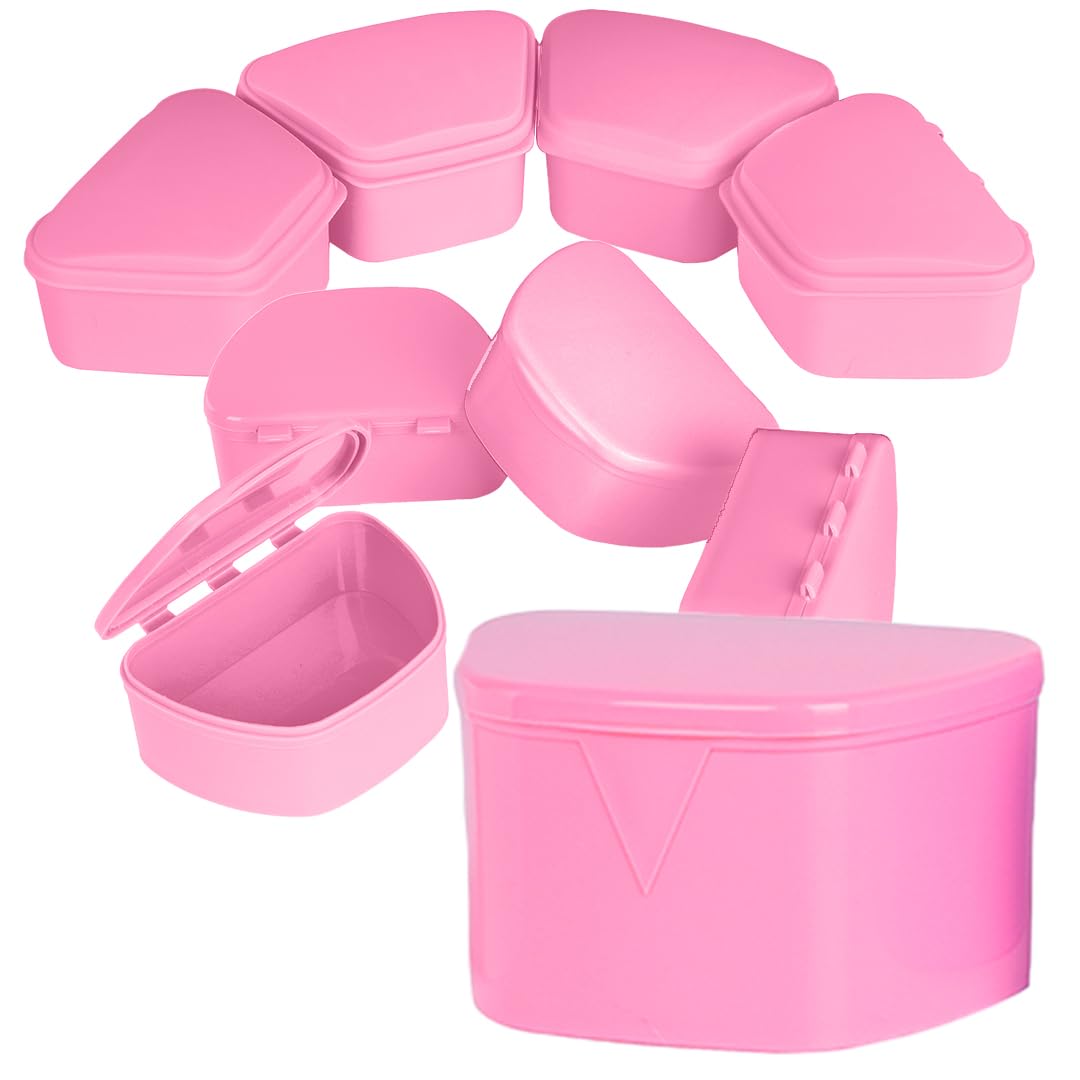 10PCs Dental Grade Trapezoid Denture Bath Case by VASTMED | Retainer Case Tooth Case Denture Box Denture Storage Boxes | Denture Cleaner Cup Travel Portable Denture Box for Home Office