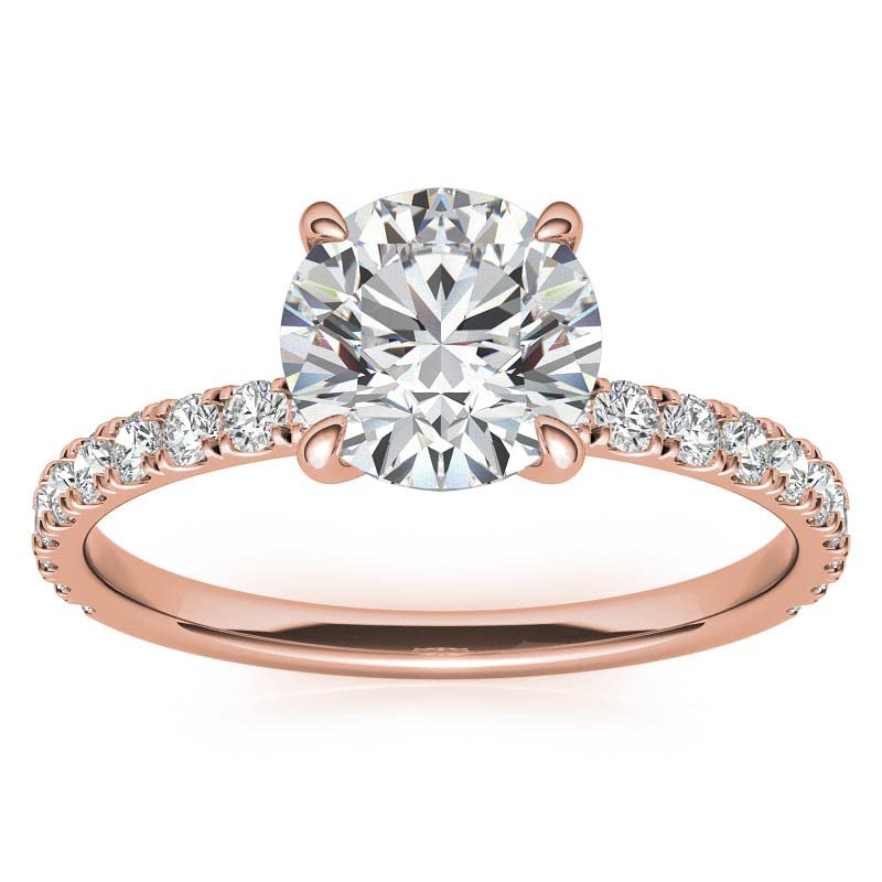 10K Solid Rose Gold Handmade Engagement Ring 1.00 CT Round Cut Moissanite Diamond Solitaire Wedding/Bridal Ring Set for Women/Her, Classic Ring Gifts for Her