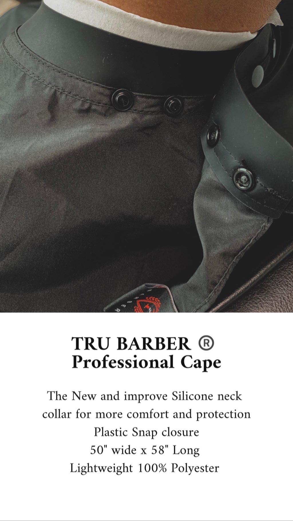 TRU BARBER Silicone neck cape, Professional Cape with Snap Closure Hair Salon Cutting Cape, Barber Cape, Barbershop cape, 50" x 58” (Blak/Red)