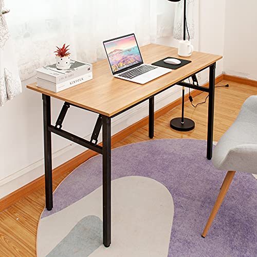 Coral Flower Office Desk 55 inches Folding Table Computer Table Workstation,Light Oak