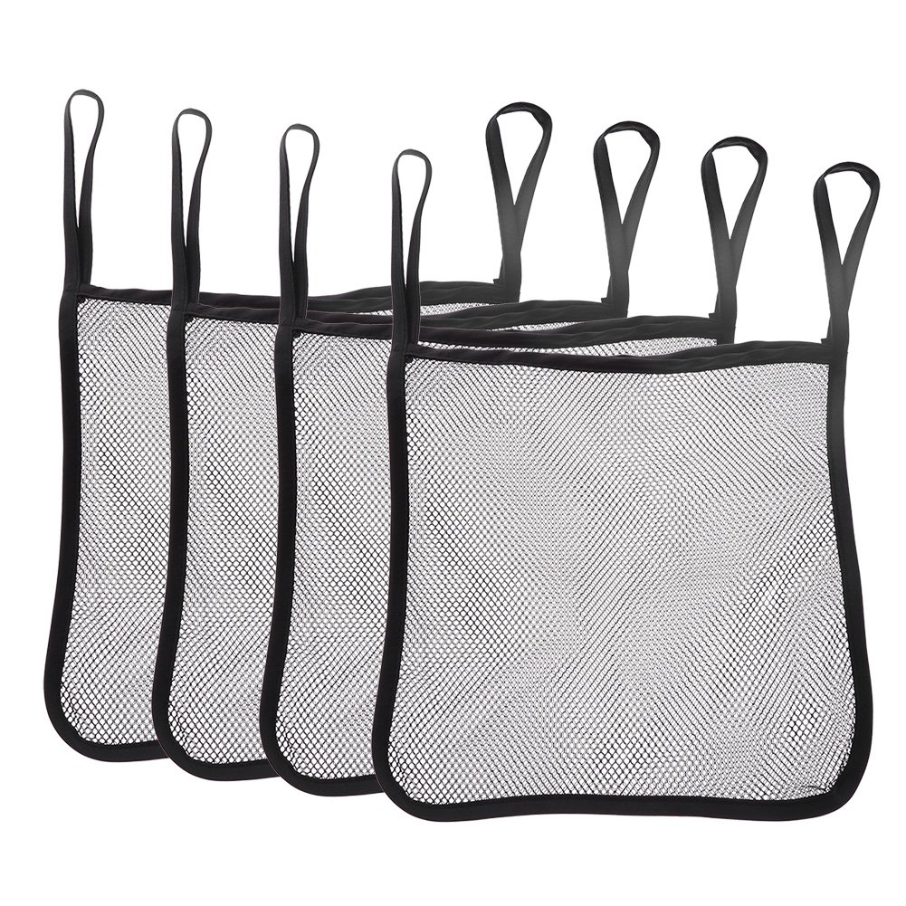 4Pcs Baby Stroller Bag,Oxford Hanging Mesh Stroller Bags Net Organizer 11.8"x12.5"(Black)
