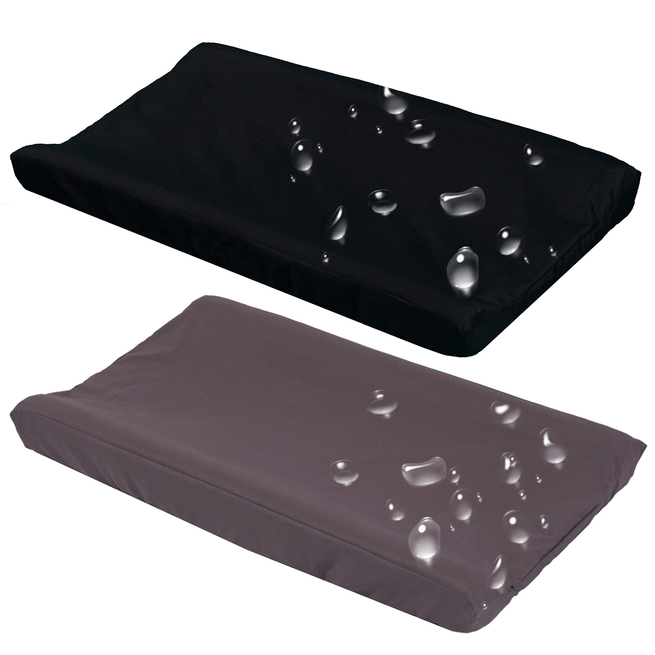 Belsden 2 Pack Waterproof Changing Pad Cover, Soft Microfiber Diaper Change Table Sheets for Baby Boys and Girls, Fit 32" x 16" Changing Pad, Machine Washable Durable, Black & Dark Grey