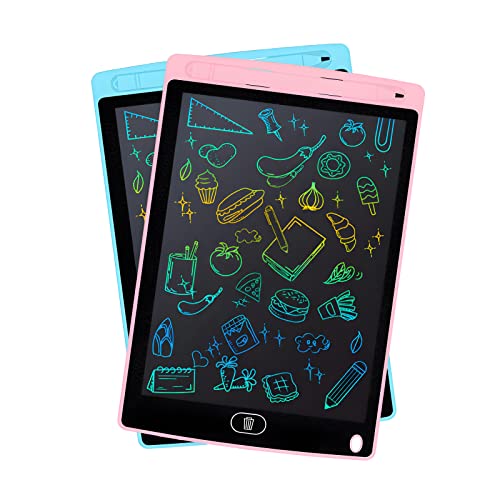 2 Pack LCD Writing Tablet Drawing Writing Board Erasable Doodle Pad Toy for Kids Learning Education 8.5 inch Blue and Pink