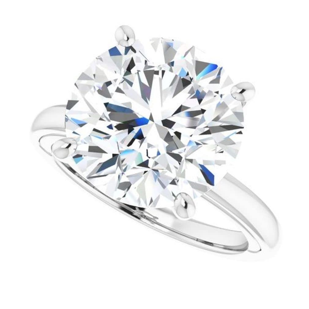 10K Solid White Gold Handmade Engagement Rings 6.00 CT Round Cut Moissanite Diamond Solitaire Wedding/Bridal Rings Set for Women/Her Propose Promise Ring Gift for Her (6)
