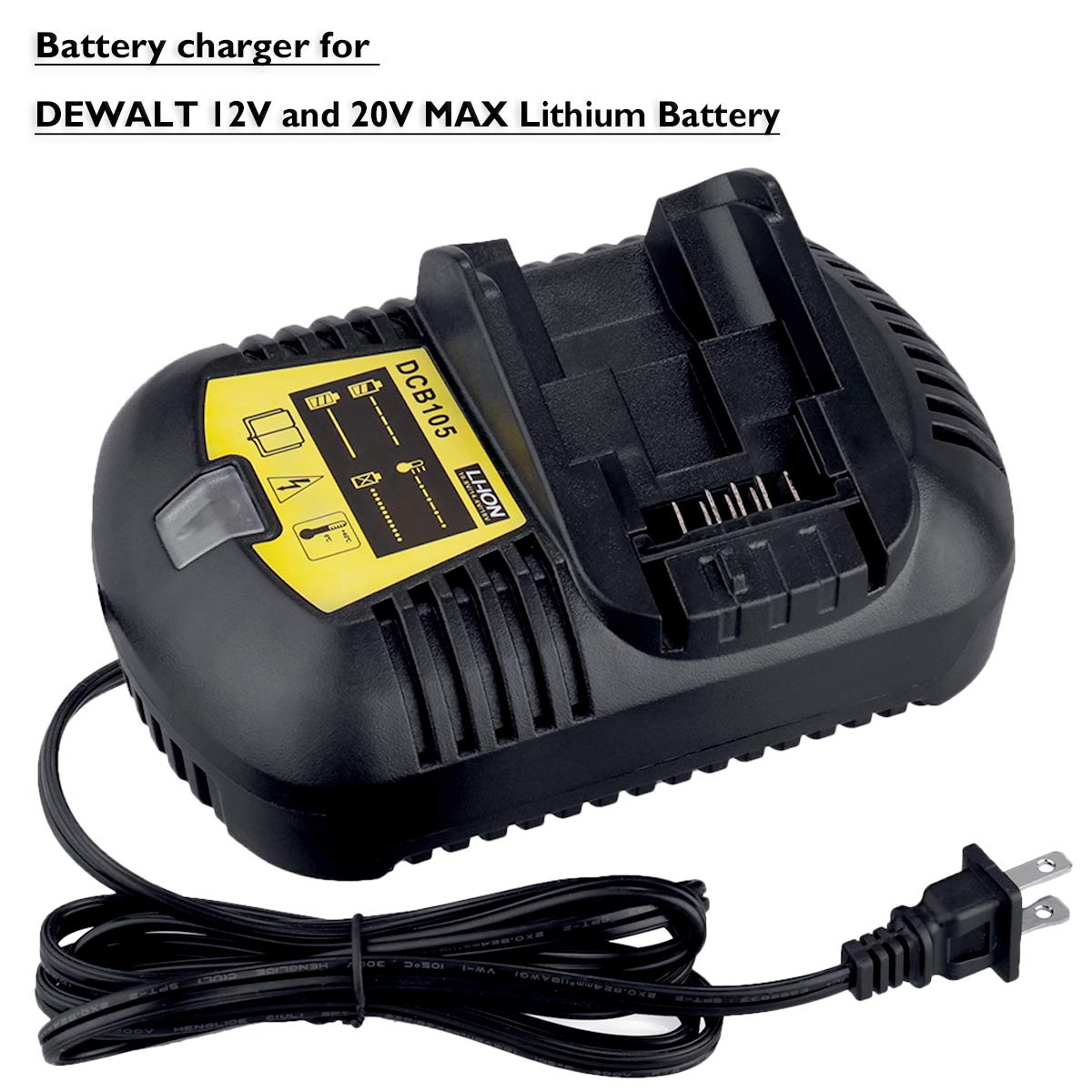 12/20-Volt DCB105 DCB112 Battery Charger for DeWalt 12V-20V MAX XR DCB107 DCB101 DCB200 DCB203 DCB204 DCB205