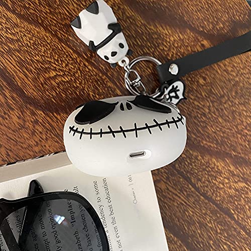 CCXNAS Compatible with Airpods Case Cover with Keychain, Halloween Luminous Skull for Airpods 2nd & 1st Cases, Soft Silicone Cute Funny Anime Case for Apple Airpods 2/1