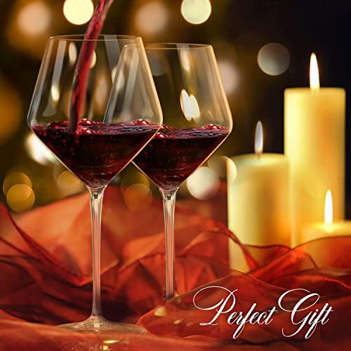 AOOE Red Wine Glasses Set of 4, Crystal Hand Blown Burgundy Glasses-Ultra-thin,18 OZ, Light for Wine Tasting, Perfect Gifts for Valentine's Day, Anniversary, Birthday