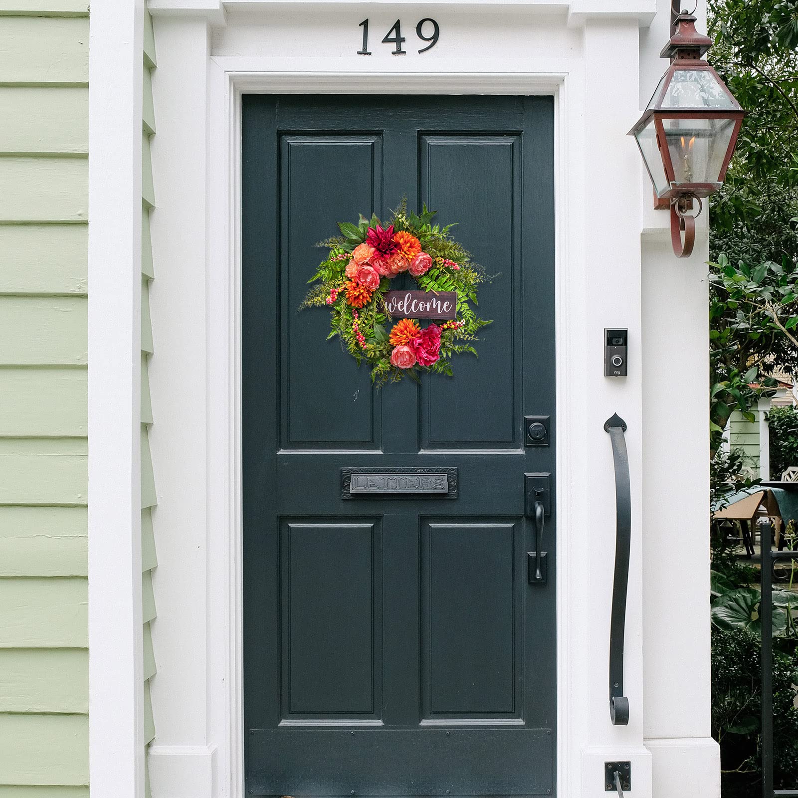 20 Inch Spring Wreath for Front Door Handmade Artificial Flowers Wreath Spring Garland for Front Door Garden Home Decor