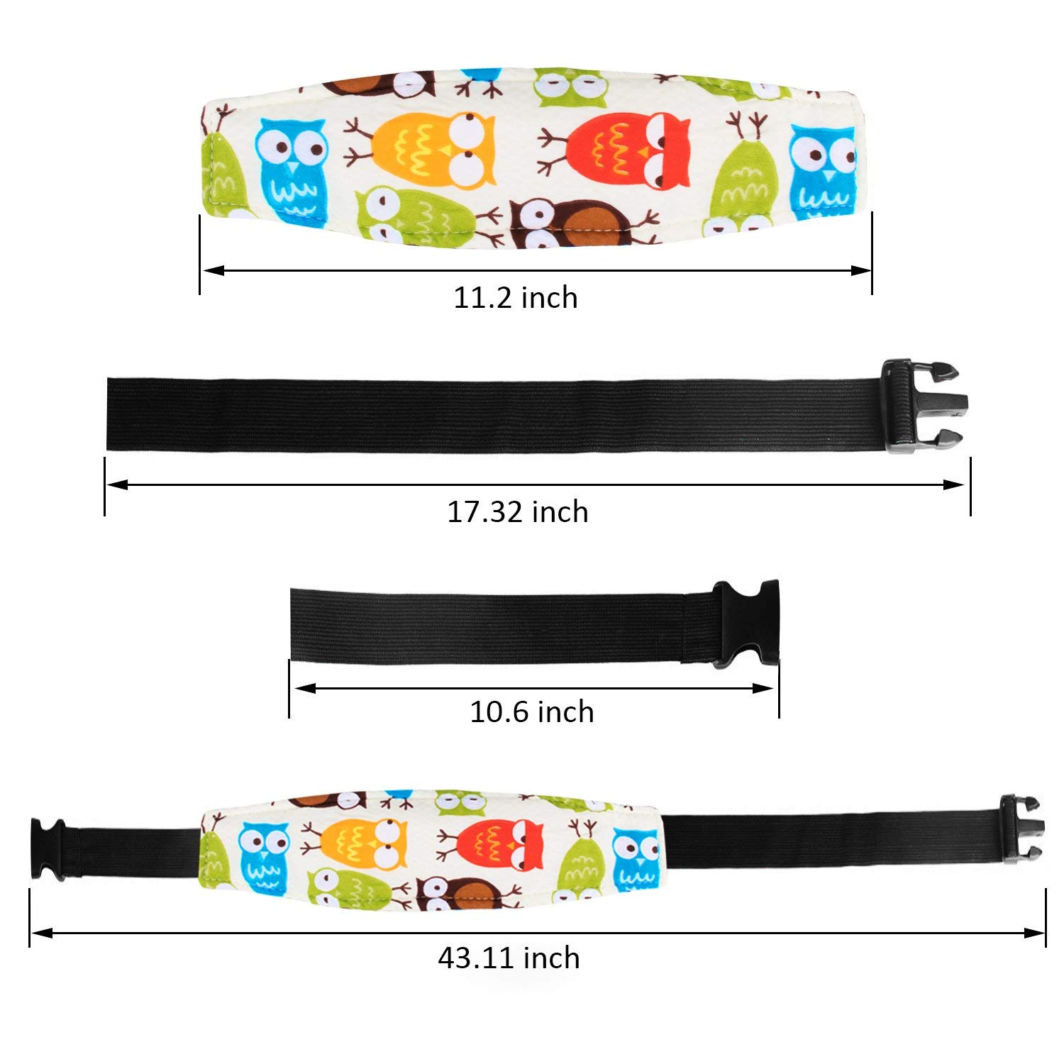 2 Packs Toddler Car Seat Neck Relief and Head Support, Pillow Support Head Band Easy Installation On Most Convertible Seats and Safety to Babies and Kids(Owls)