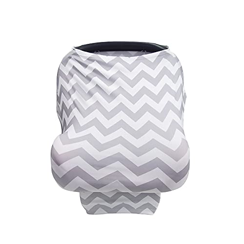 Entyle Baby Car Seat Covers - Car Seat Canopy for Boys Girls, Stretchy Breathable Nursing Breastfeeding Covers, Multifunctional Newborn Nursing Scarf, Infant Stroller/Shopping Cart Cover (Grey Ripple)