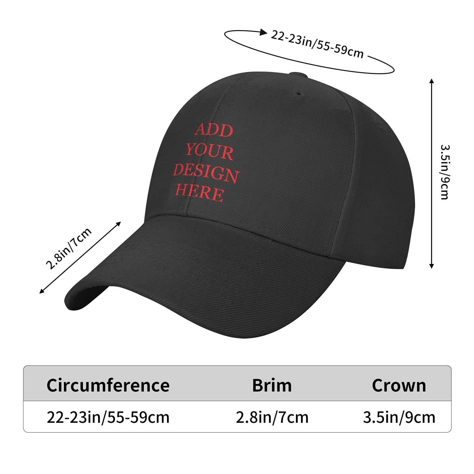 1-30 PCS Custom Hats for Men Design Your Own Personalized Text Photo Logo Fitted Baseball Hat Unisex Snapback (Black)