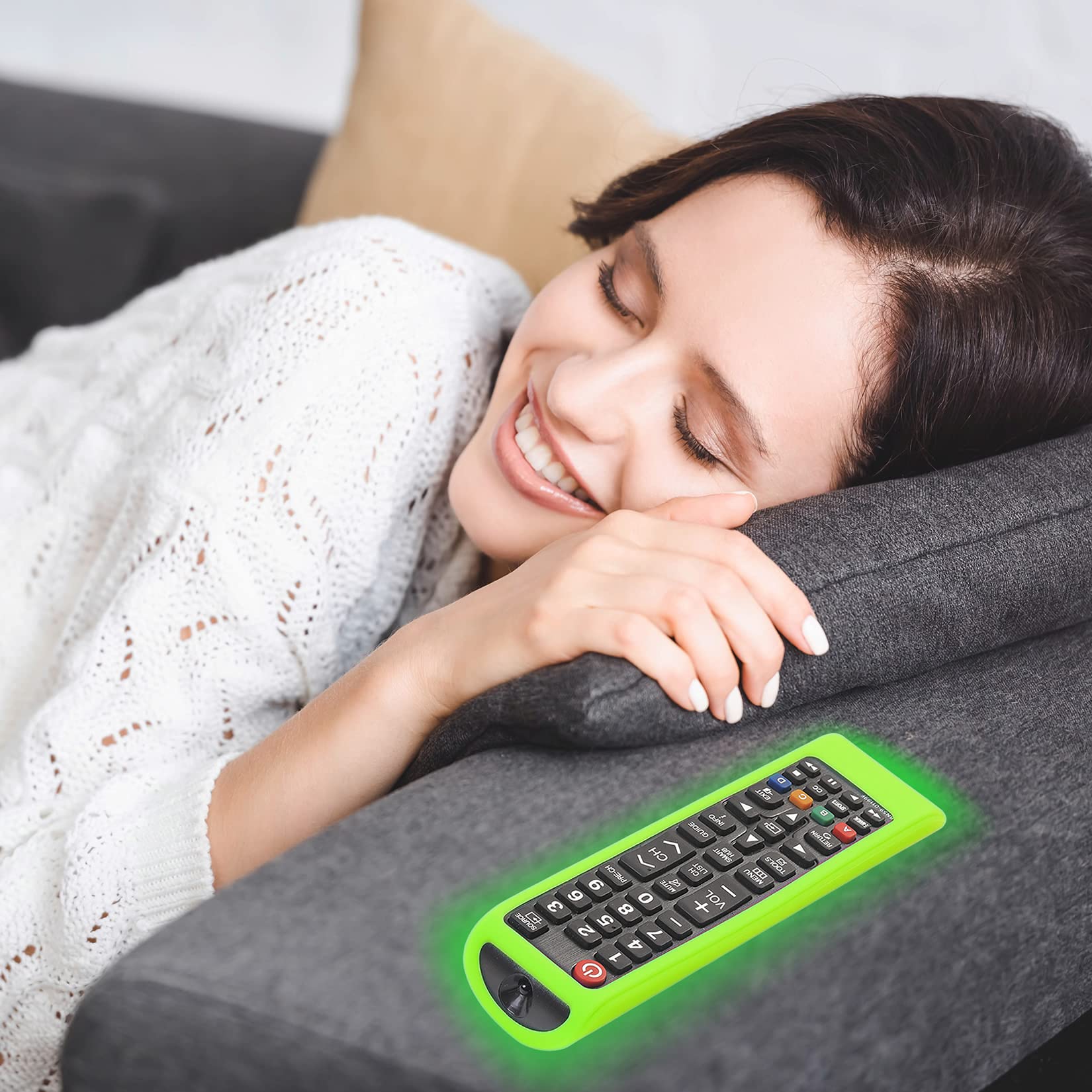 2 Pack Remote case for Samsung TV Controller, Silicone Remote Cover for BN59-01199F Samsung Remote Control, Smart TV Remote Skin Sleeve Glow in The Dark Green and Sky