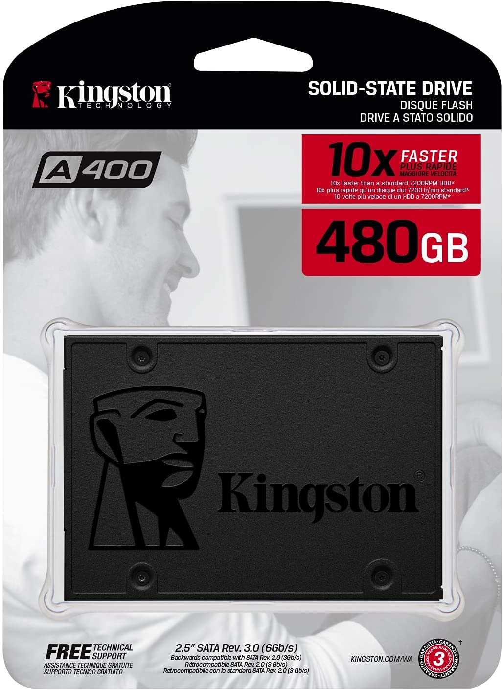 Everything But Stromboli Kingston SSD A400 480GB 2.5" SATA 3.0 Internal Solid-State Drive (SA400S37/480G) Bundle with (1) SSD/HDD Enclosure USB 3.0