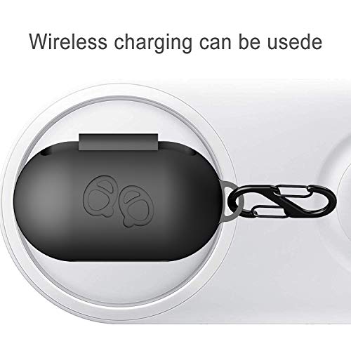Aotao Silicone Case for Galaxy Buds 2019, Soft and Flexible, Scratch/Shock Resistant Silicone Cover with Carabiner for Galaxy Buds (Black)