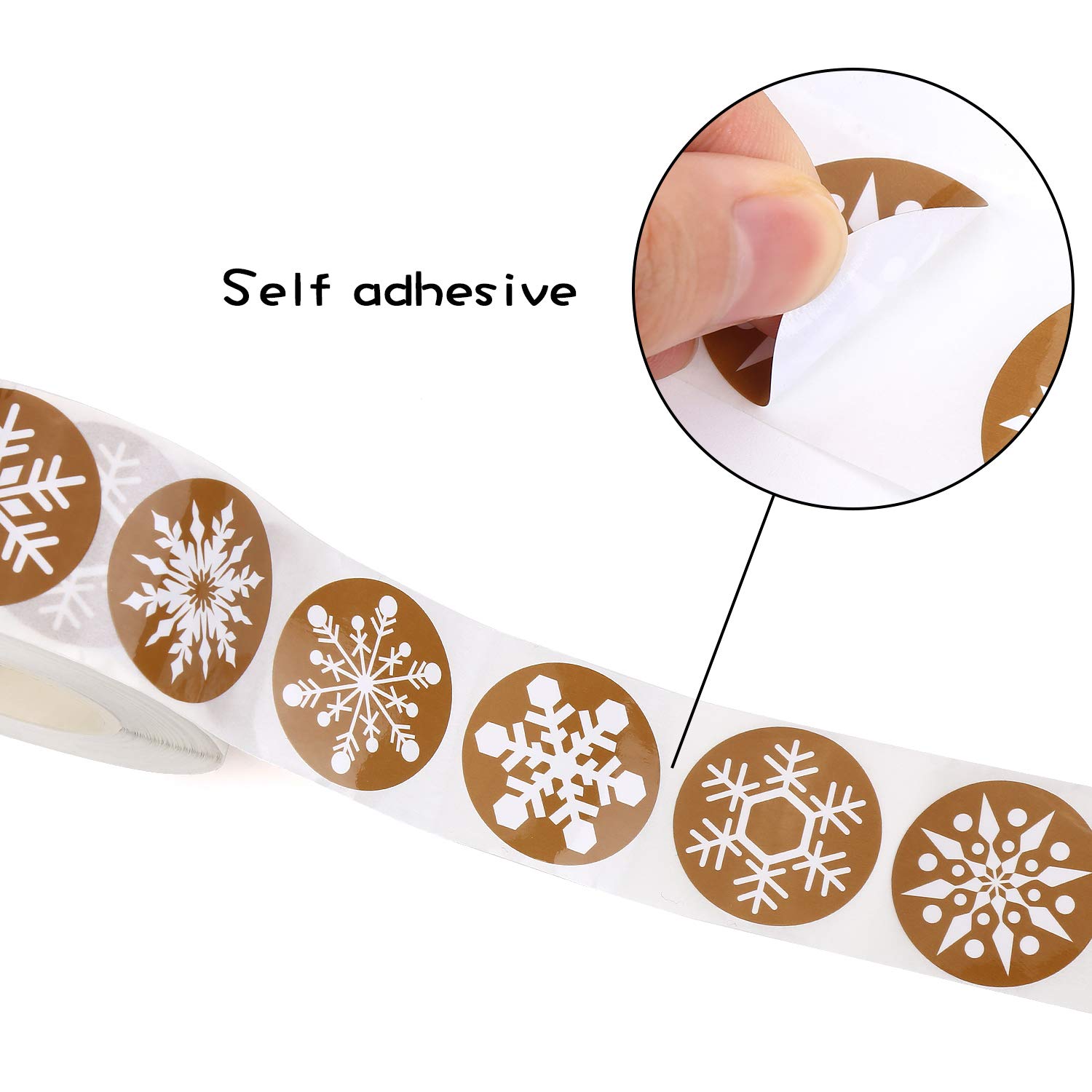 CCINEE Snowflake Stickers,Self Adhesive Snow Round Stickers for Christmas Label and Wrapping Supply,500PCS
