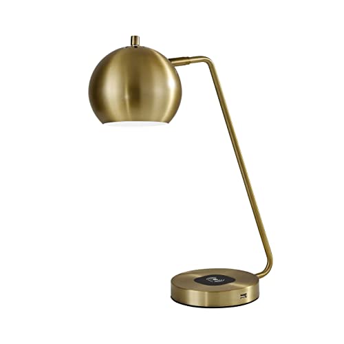 Adesso 5131-21 Emerson Desk Lamp Wireless Charging, 7W LED, 5W QI, USB Port, Indoor Lighting Lamps