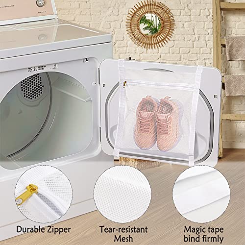 3 Pcs Sneaker Wash & Dry Net Bag for Dryer,15.7x13.8 Inch Large HoneyComber Mesh Bags with Zipper and Strap for Shoes, Clothing, Laundry Reused Bag Tool (Large)