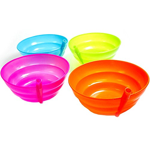12 Pc Cereal Bowls With Straws Sip A Bowl Built In Straw Soup Drinking BPA Free