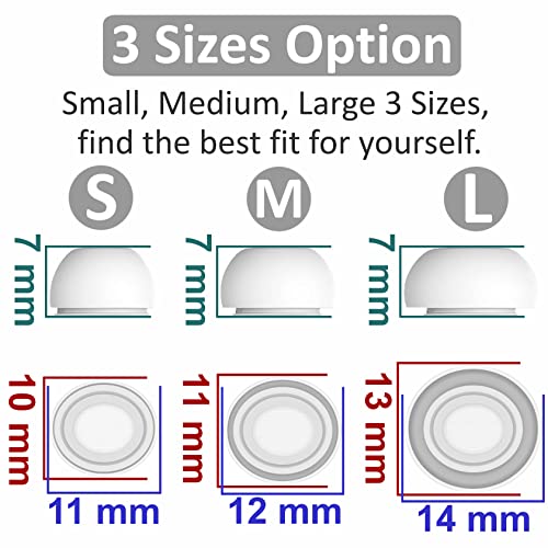 3 Pairs Compatible with AirPods Pro 1st 2nd Ear Tips Buds, Small Medium Large 3 Size Replacement Silicone Rubber Eartips Earbuds Gel Accessories Compatible with AirPods Pro 2 and 1st - S/M/L White