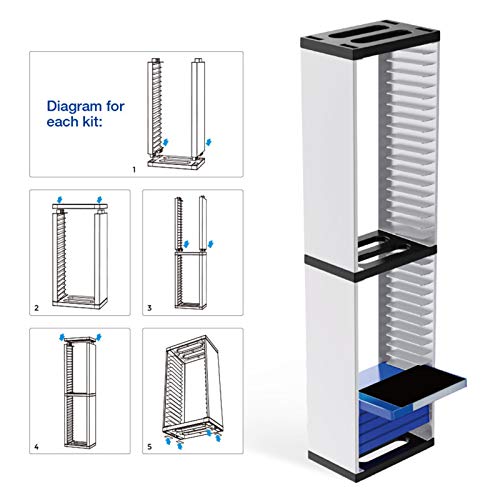 Auliuakz Disk Storage Rack -36 Games CD Disk Storage Rack Shelf Storage Tower Protective Stand for PS5 Switch