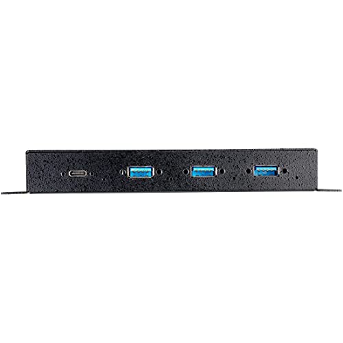 StarTech.com 4-Port USB C Hub 10Gbps - Metal Industrial USB Type-C Hub w/ 3xUSB-A & 1xUSB-C - ESD & Surge Protection - USB-C or USB-A Host - Self-Powered Mountable USB 3.2 Gen 2 Hub, TAA