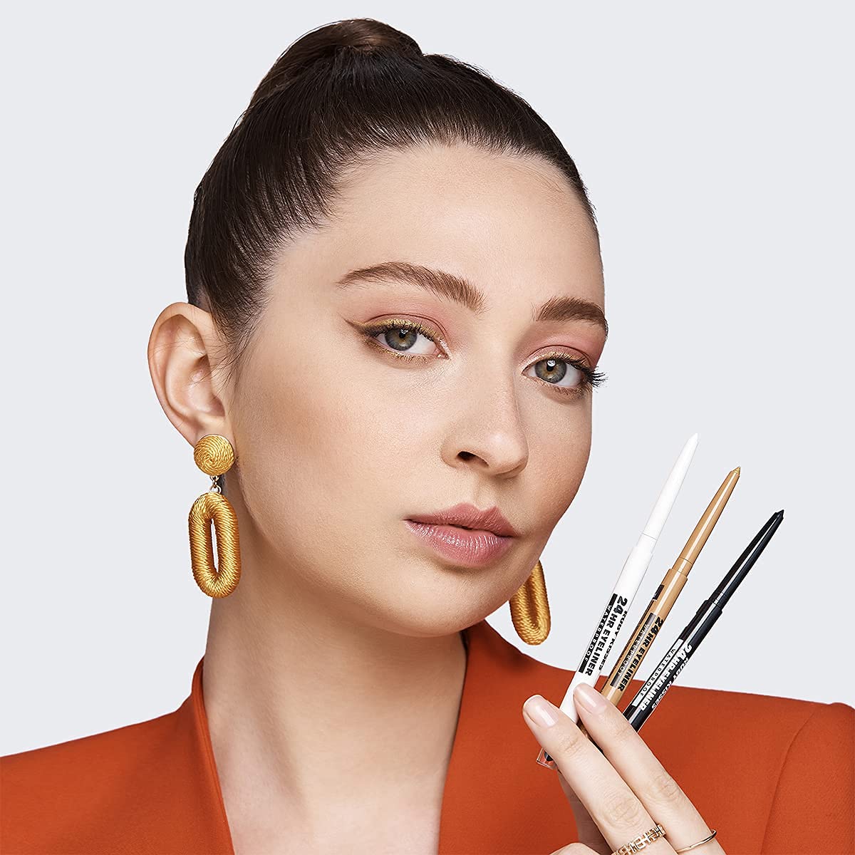 Ruby Kisses Waterproof Eyeliner, 24HR Waterproof Long-Lasting Mechanical Eyeliner Pencil with Built-in Sharpener, Smudgeproof 3 Pack (Black Brown)