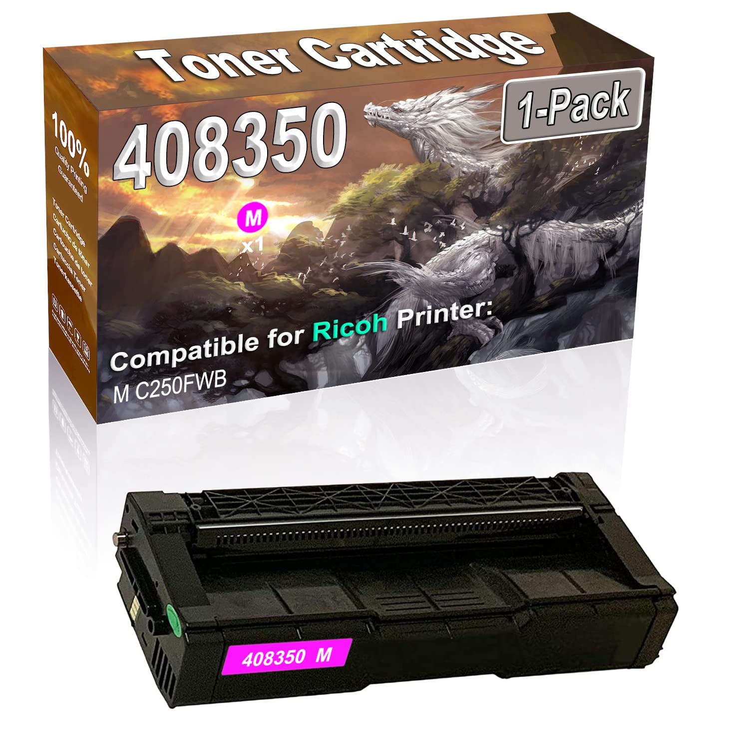 1-Pack Compatible High Capacity M C250 (408350) Imaging Toner Cartridge Used for Ricoh M C250FWB Printer (Magenta)