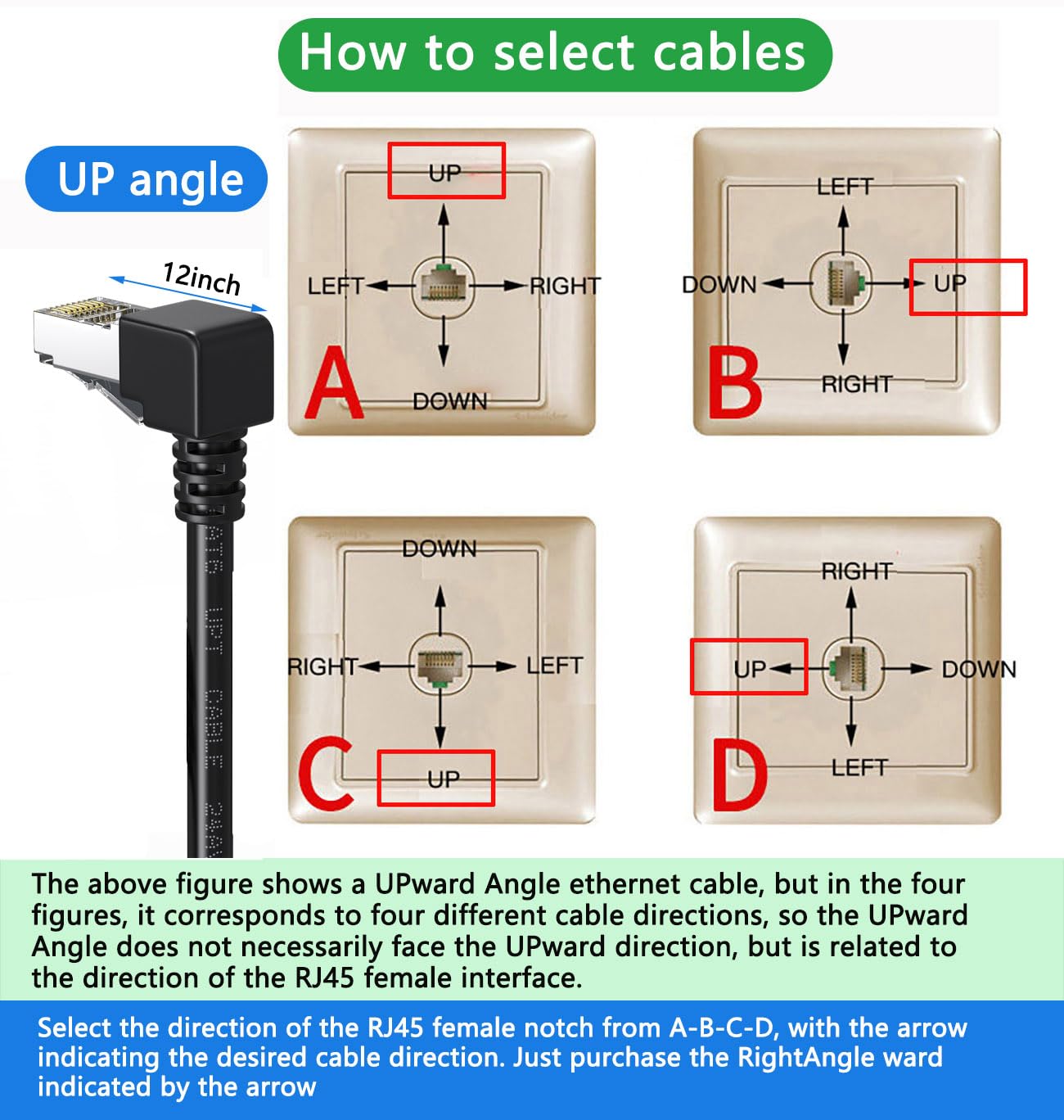 JUXINICE Cat6 Shielded Ethernet Cable 90 Degree Right Angle Upward & FTP CAT 6 RJ45 gigabit Internet Cable for Mac,PC, Router, Modem, Printer, Xbox, PS4, PS3-10 Feet,Black