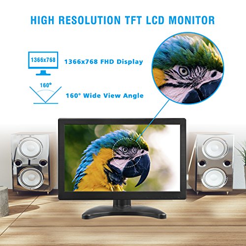 Topiacam 12 Inch Small HDMI Monitor, 1366x768 Portable Mini Computer Monitor Security Camera Monitor Screen LCD Display w/Speaker, HDMI VGA AV Port for PC Security CCTV System Raspberry Pi
