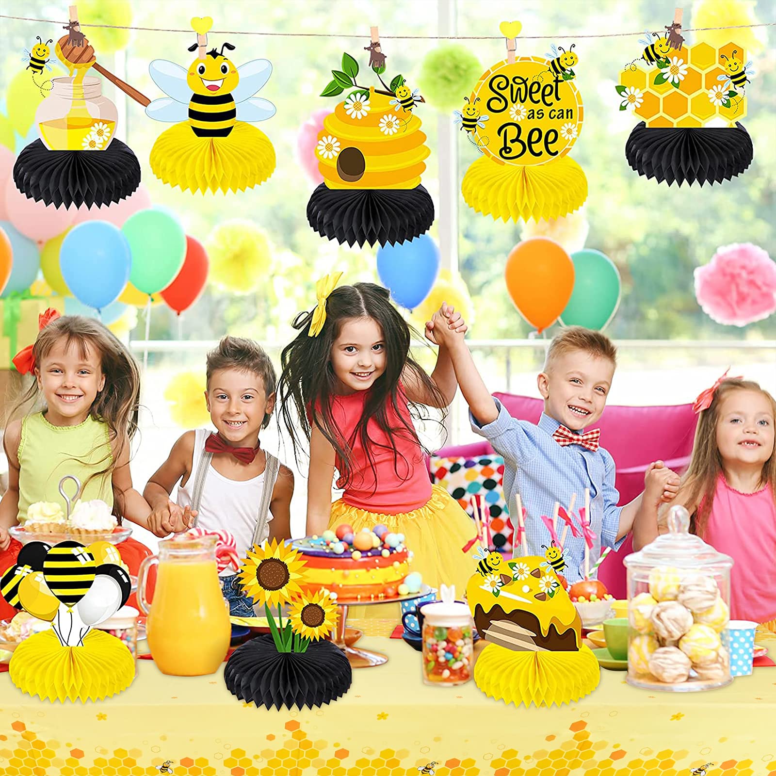 2 Pcs Bee Tablecloth Bumblebee Plastic Table Covers 87 x 51 Inches Disposable Party Tablecovers for Bumblebee Theme Baby Shower Birthday Party Decoration
