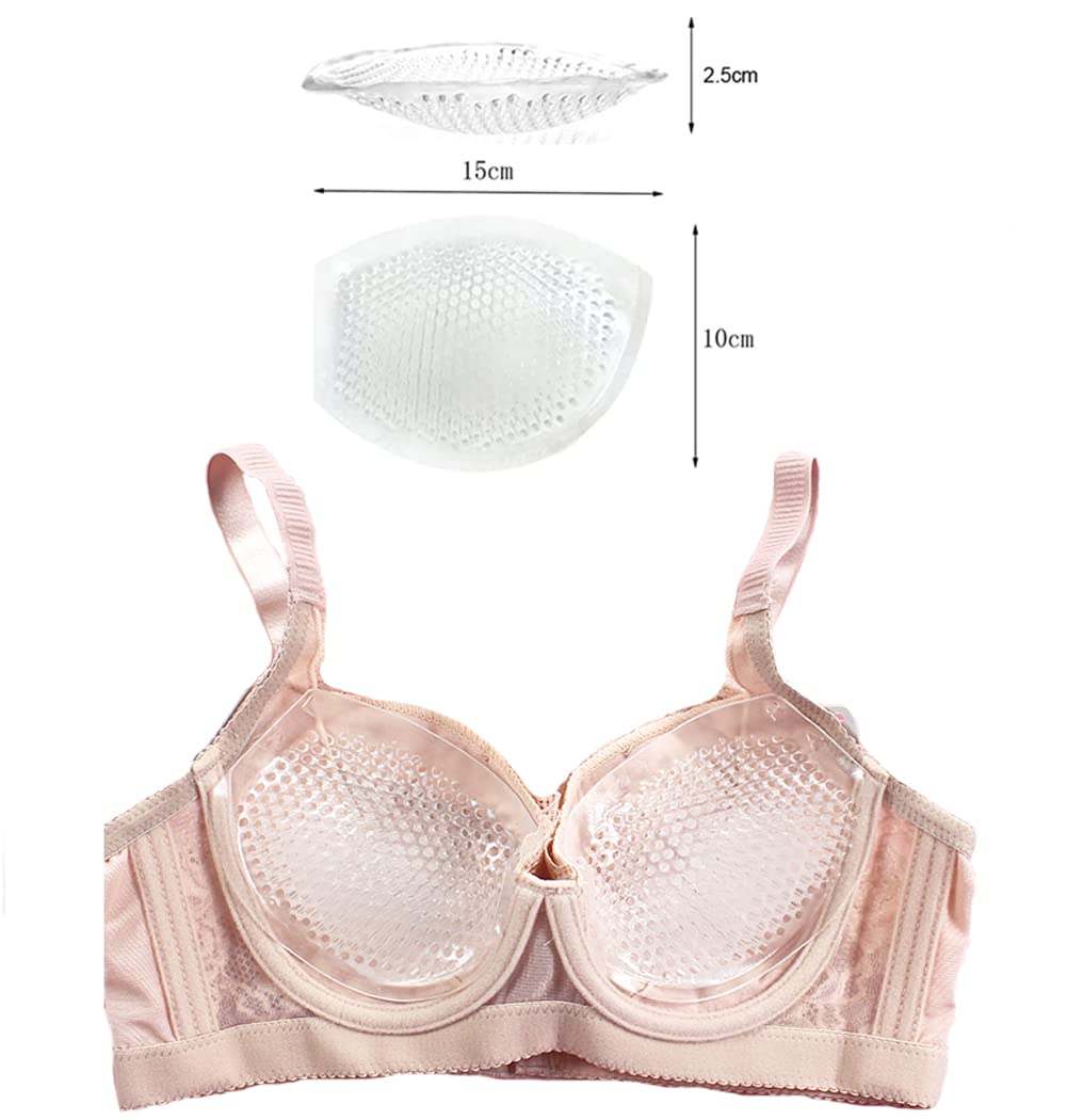 ericotry 1Pair Transparent Breathable Silicone Perforated Bra Inserts Booster Insert Pads Swimsuits Bikini Chest Pad Breast Pads for Women Lady Girls