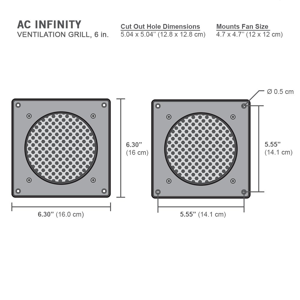 AC Infinity Ventilation Grille, for PC Computer AV Electronic Cabinets, Also mounts one 120mm Fan