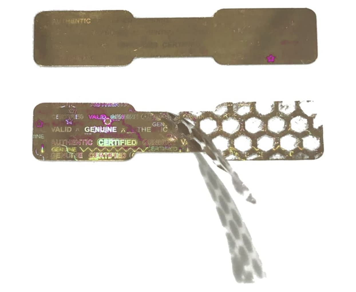 1,000 Gold Dog Bone Hologram Sticker TamperMax Tamper Evident Security Label Holographic Seal Sticker, Dogbone Size 1.75" x 0.375" (44mm x 9mm). (Gold)