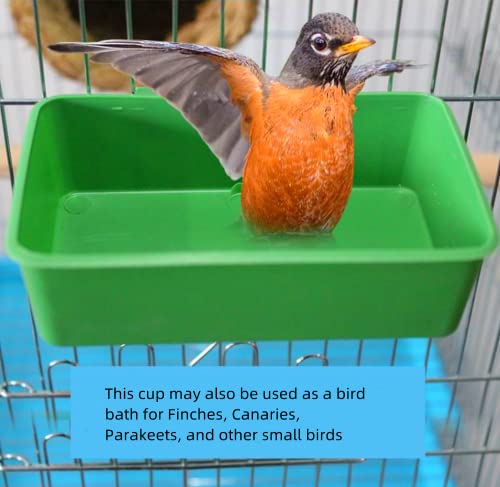 12 Pcs Bird Plastic Feeder,Seed Food Feeding Cups Plastic Hanging Bowl for Pet Parrot Parakeet Gamefowl Poultry Pigeon,Green