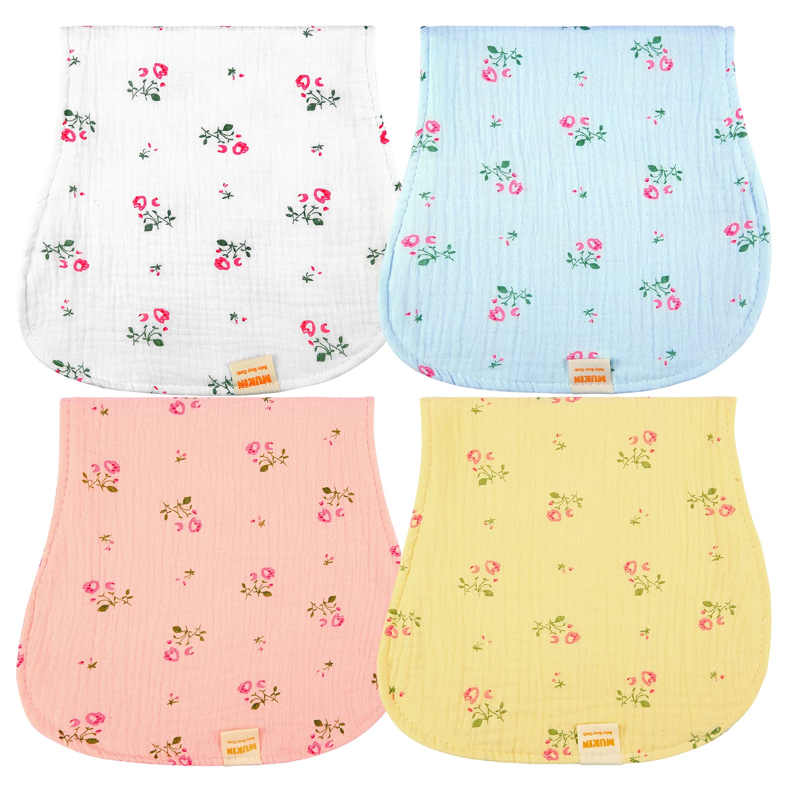 MUKIN Baby Burp Cloths Perfect for Newborn Burping Cloths/Burp Bibs 4 Pack Burping Rags for Boys and Girls