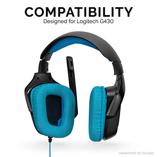 BRAINWAVZ Upgraded Earpads for Logitech G35 G930 G430 F450 Headphones - Made with Premium Vegan Leather, Genuine Memory Foam, Improves Comfort, Sound Isolation Ear Pads (Turquoise)