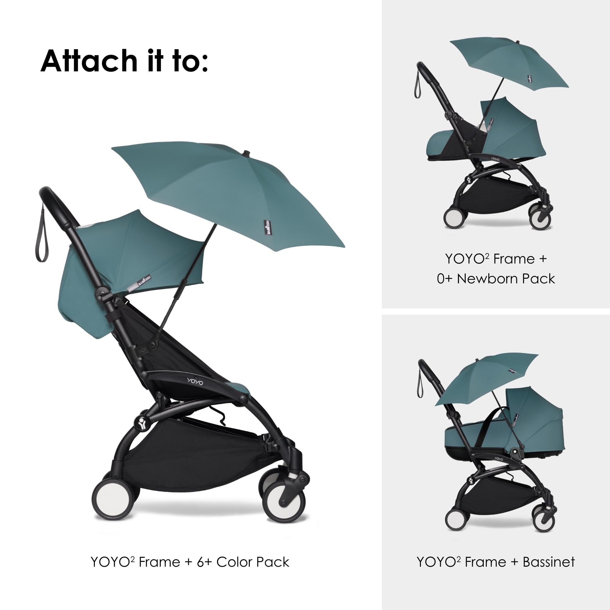 Babyzen YOYO Parasol, Aqua - UPF 50+ Protection - Compatible with the 0+ Newborn Pack, Bassinet, Car Seat & 6+ Color Pack