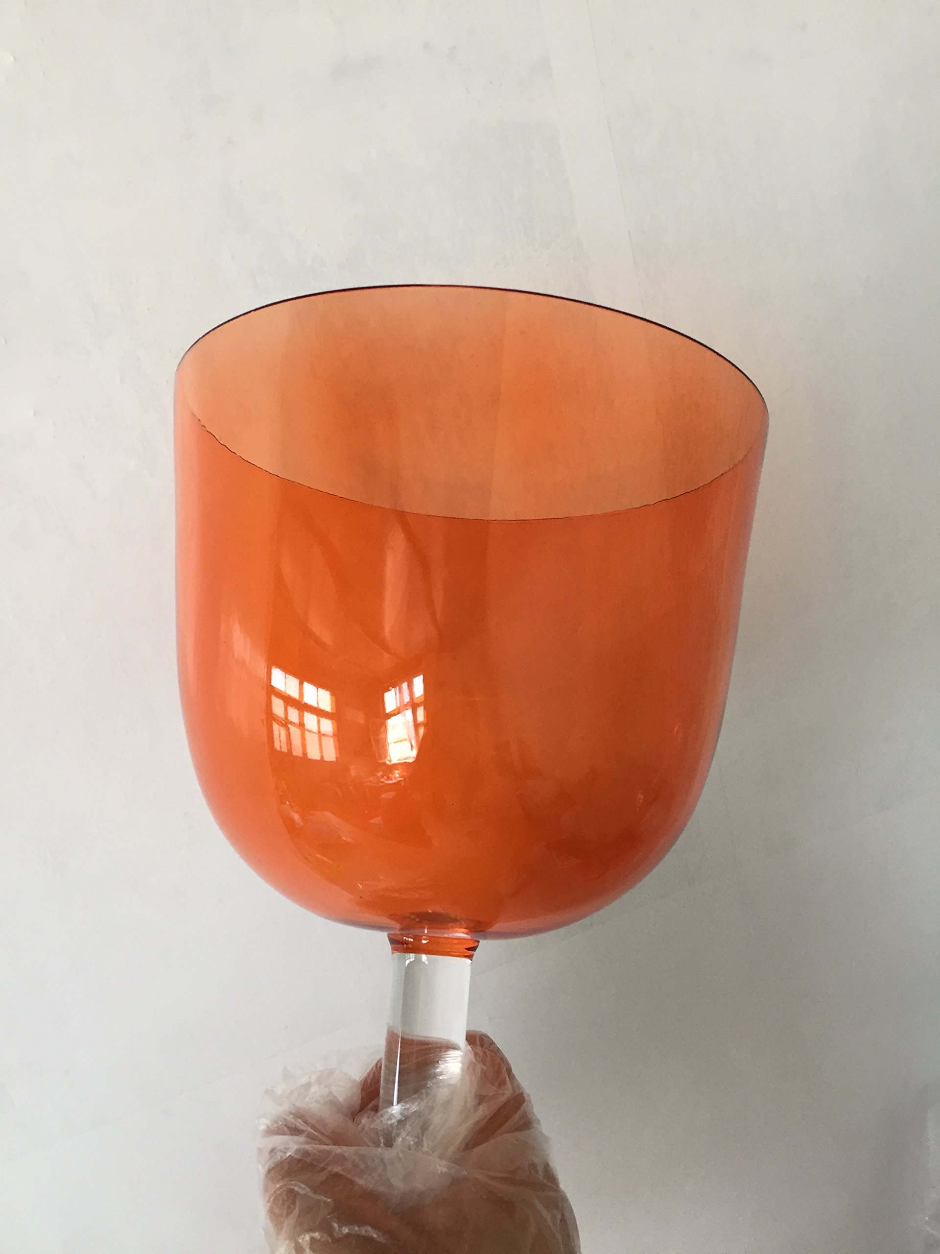 4th Octave 6.25" light orange color Crystal handle Singing Bowl 1Pcs,Perfect Musical Note D Sacral Chakra,Standard 432 or 440HZ for balancing and Yoga