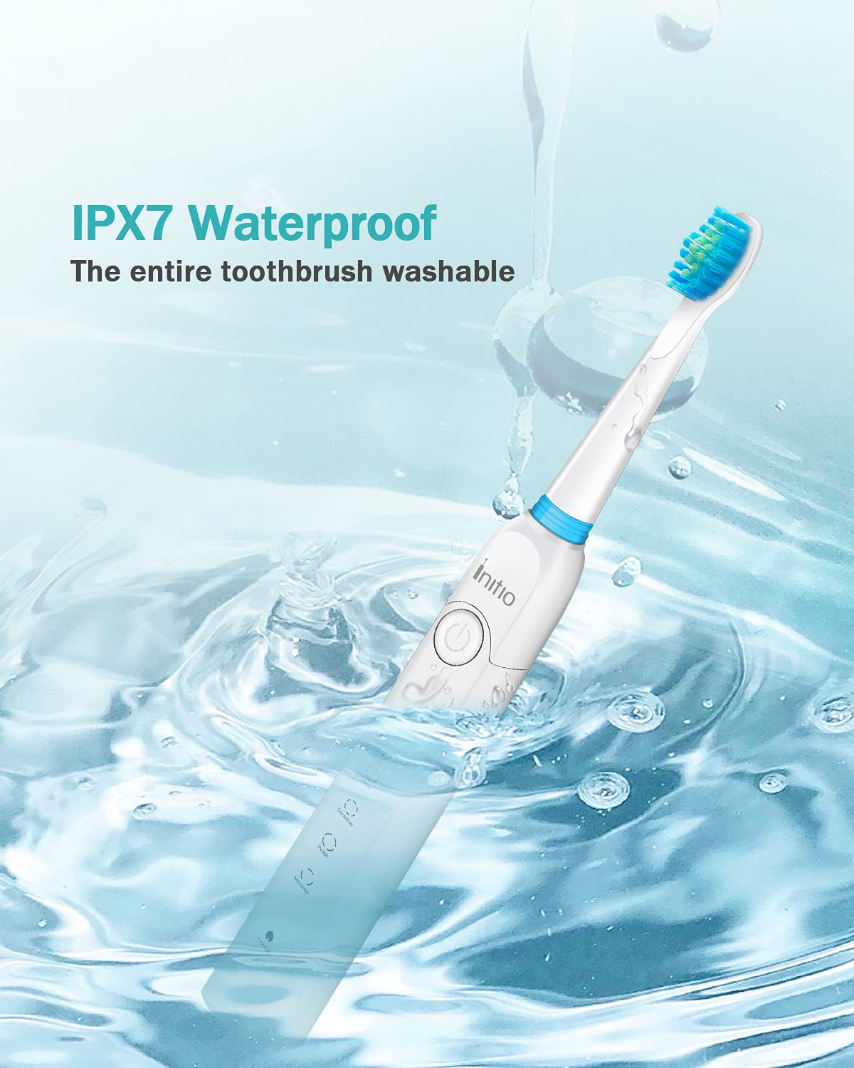 Initio Sonic Electric Toothbrush for Adults, Rechargeable Toothbrush with Smart Timer, 5 Modes, 3 Brush Heads, 40,000 VPM Motor, Whitening Power Toothbrush, IT959 (White)