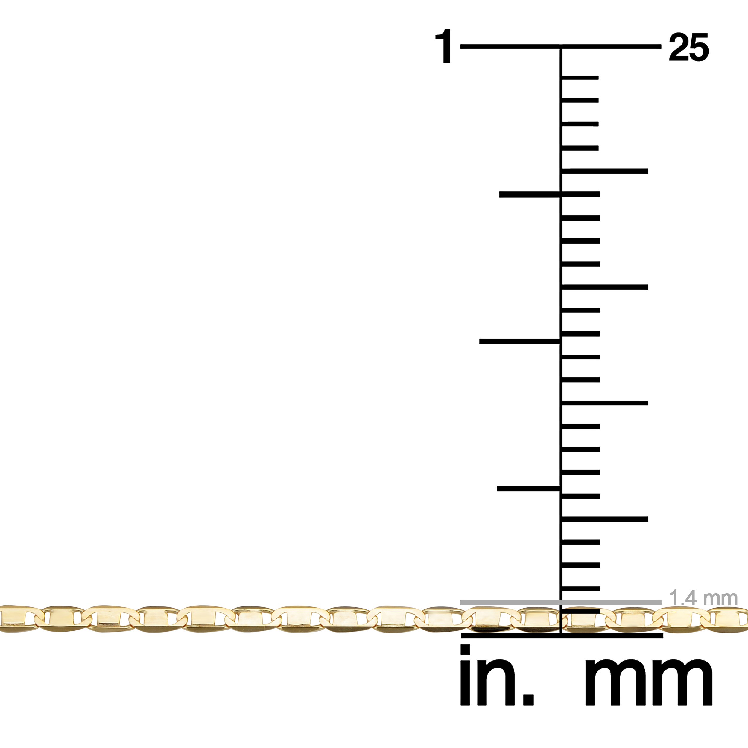 10k Yellow Gold Flat Oval Link Bracelet (1.4 mm, 7.5 inch)